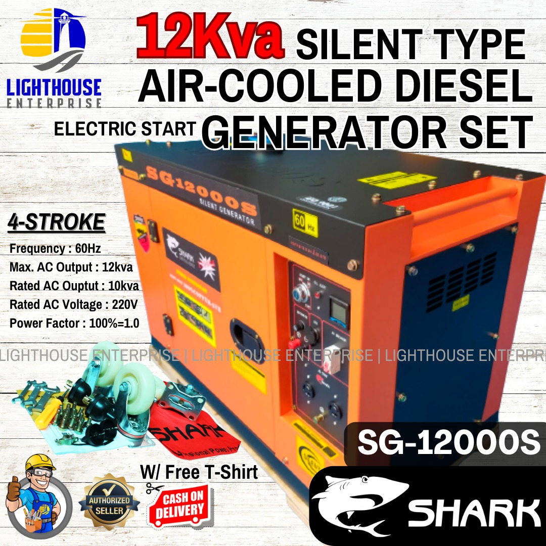 SHARK Italy 12kva Silent Type Diesel Generator Single Phase 220V 60Hz ...