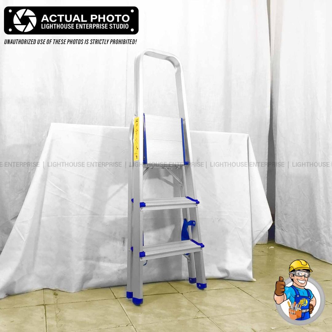 SKYLER 3 Steps Aluminum Ladder with Handrail (SKY-LAD3S) *LIGHTHOUSE ...