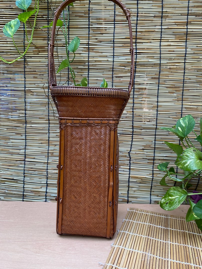 Slim Planter Rattan Basket, Furniture & Home Living, Gardening, Pots ...