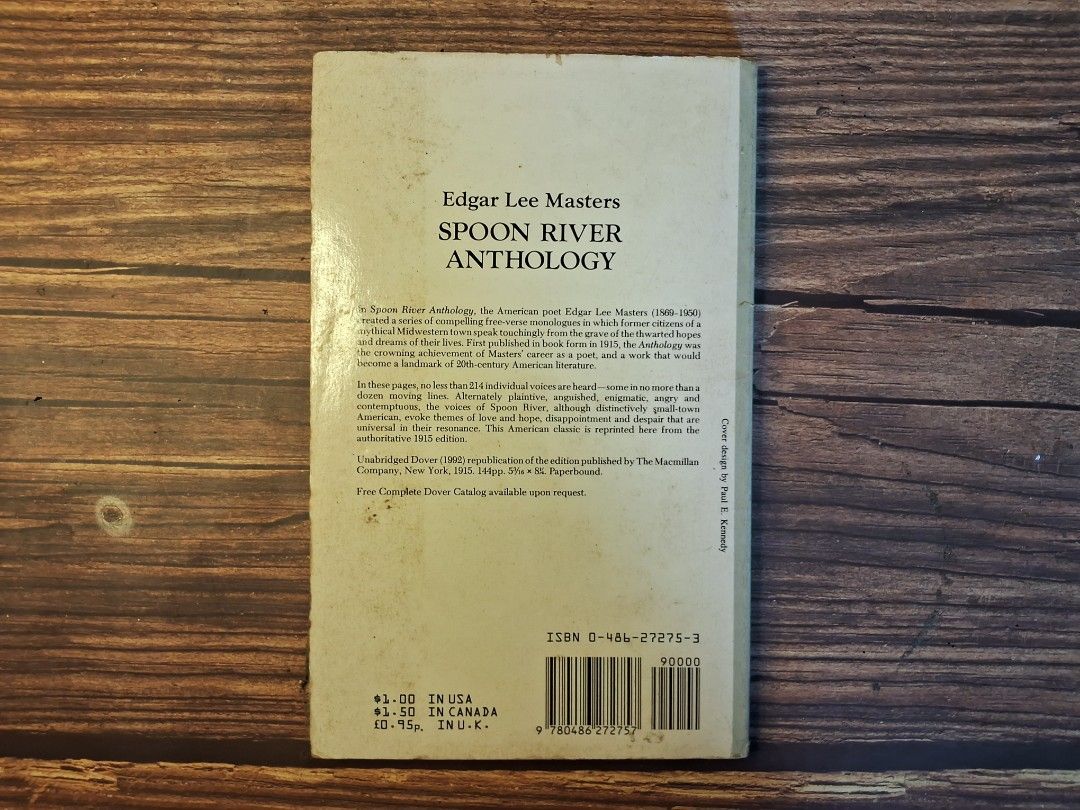 Spoon River Anthology by Edgar Lee Masters, Hobbies & Toys, Books ...