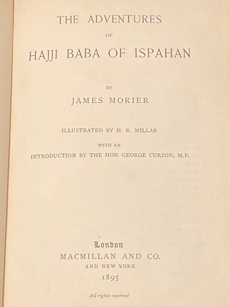 The Adventures of Hajji Baba of Ispahan by James Morier (Antique book ...