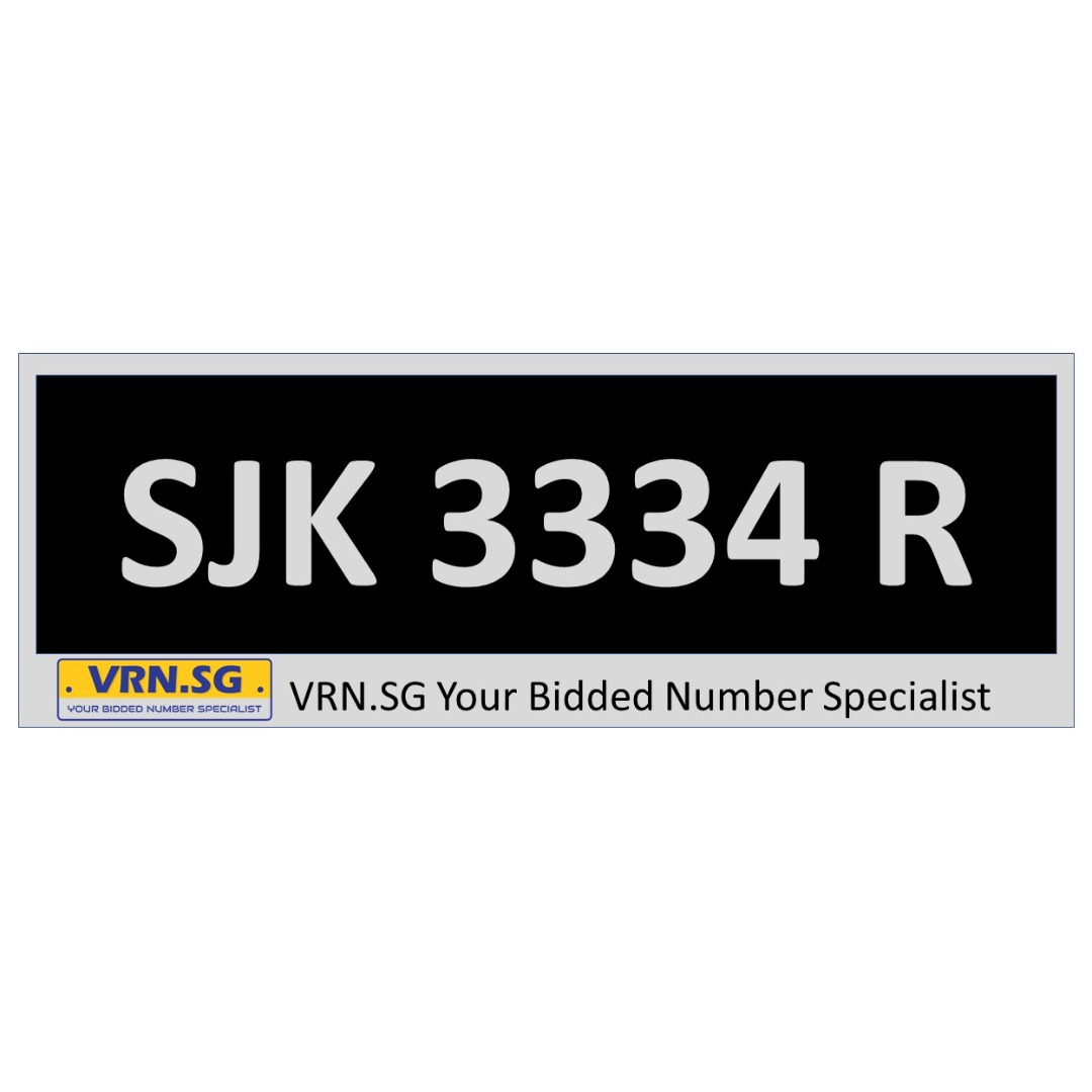 Triple '3' Car Number Plate for Sale: SJK 3334 R (SJK3334R), Car ...