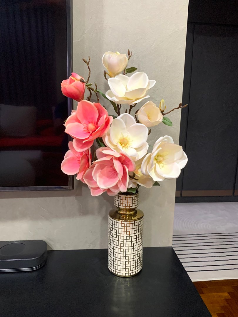 85cm Vase Plus Flowers set/art /decor , Furniture & Home Living, Home ...