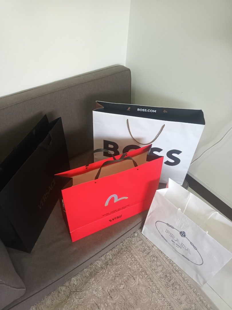Versace ,Boss ,Evisu ,Prada Paper Bags, Luxury, Bags & Wallets on Carousell