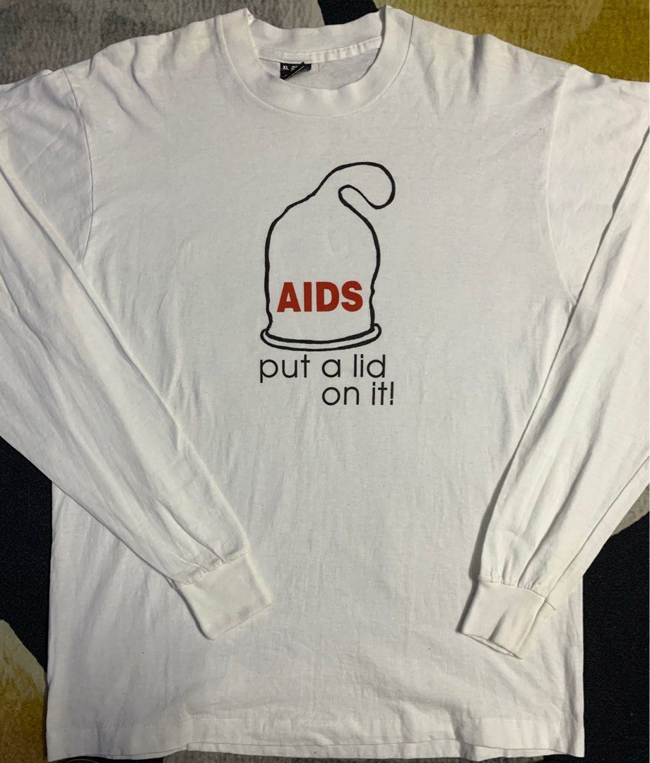 Vintage Aids Put A Lid On It Porn Star Longsleve Mens Fashion Tops