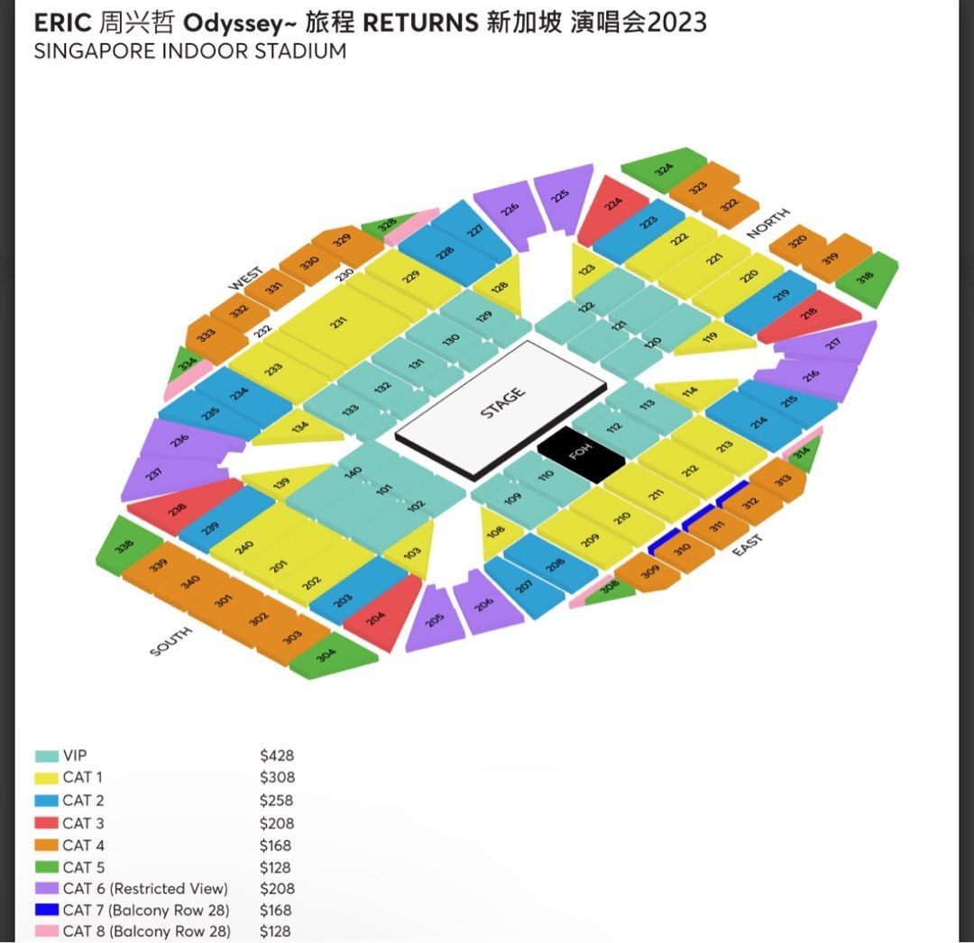 [VIP] Row 4 x 2, Area 112, Eric Chou VIP, Nov 4 SG concert, Tickets ...