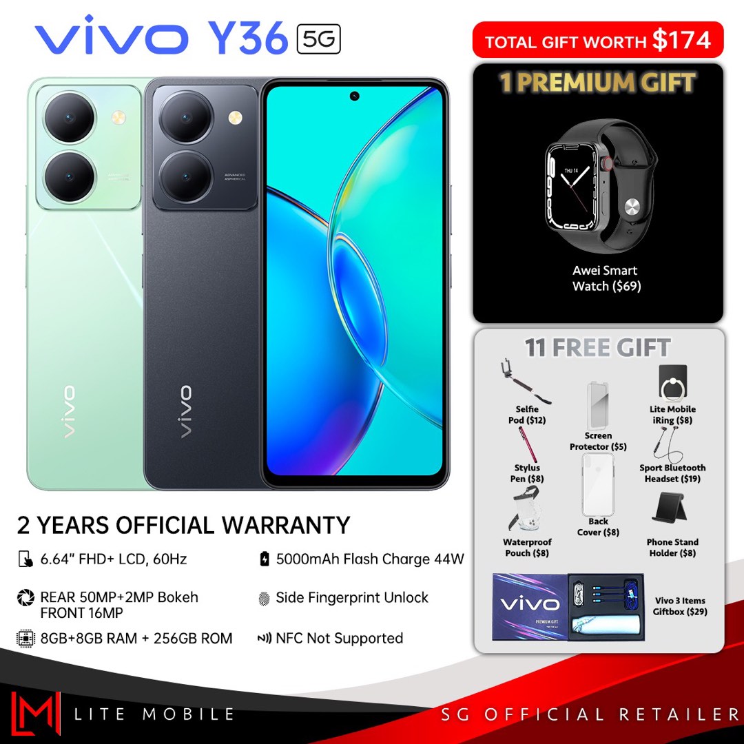 Vivo Y36 Black 256 GB, Mobile Phones & Gadgets, Mobile Phones, Android Phones, Vivo on Carousell