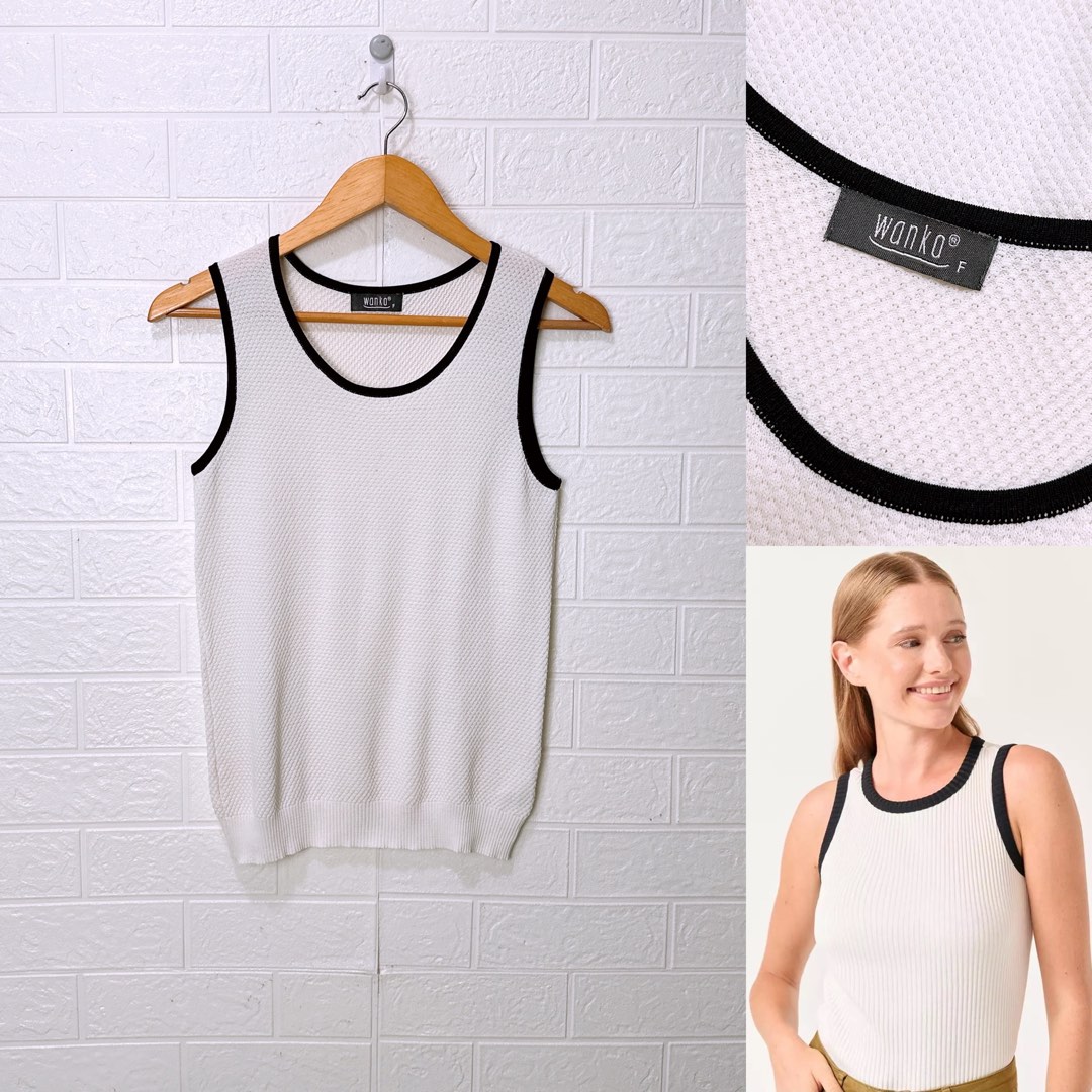 Wanko textured top, Women's Fashion, Tops, Sleeveless on Carousell