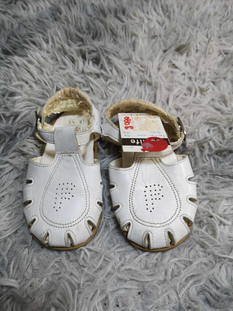 White Leather Velco Shoes, Babies & Kids, Babies & Kids Fashion on ...