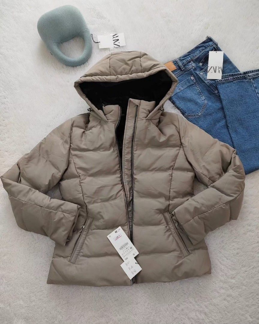 Zara Water And Wind Protection Short Quilted Anorak, Fesyen Wanita ...