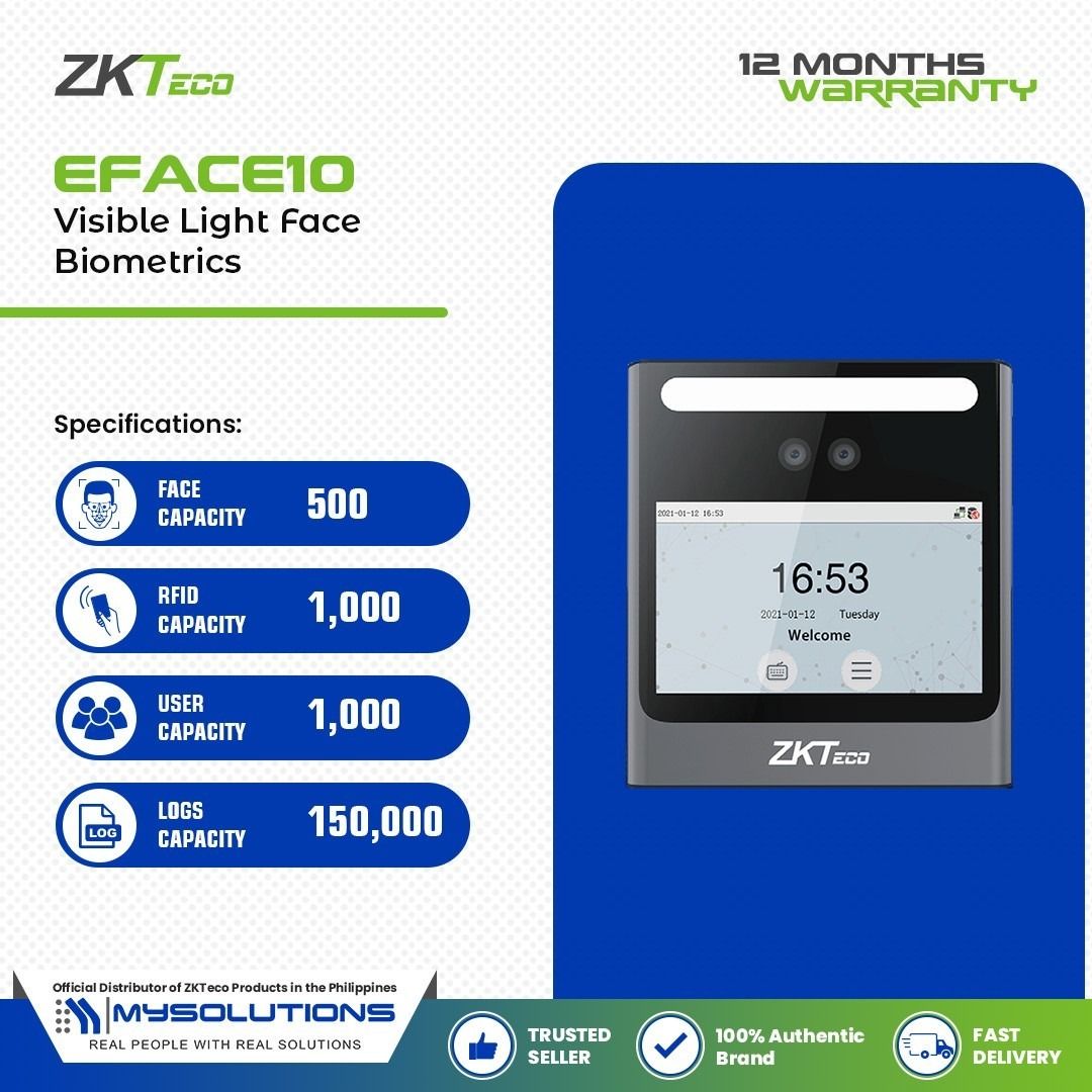 ZKTECO BIOMETRICS EFACE10 ID WIFI, Computers & Tech, Office & Business Technology on Carousell