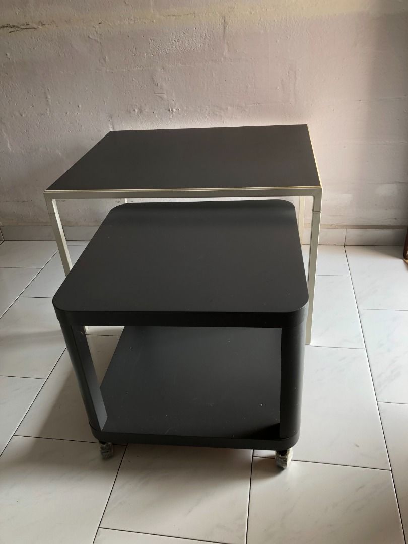 1 small table and 1 side table with rollers, Furniture & Home Living ...