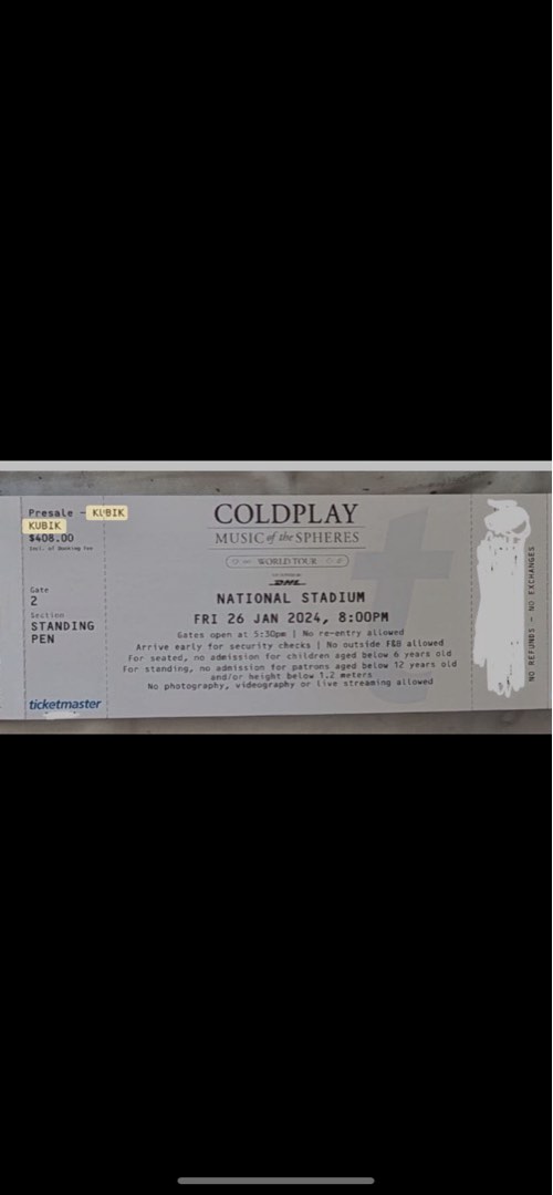 2x Coldplay Kubik Experience tickets, Tickets & Vouchers, Event Tickets ...