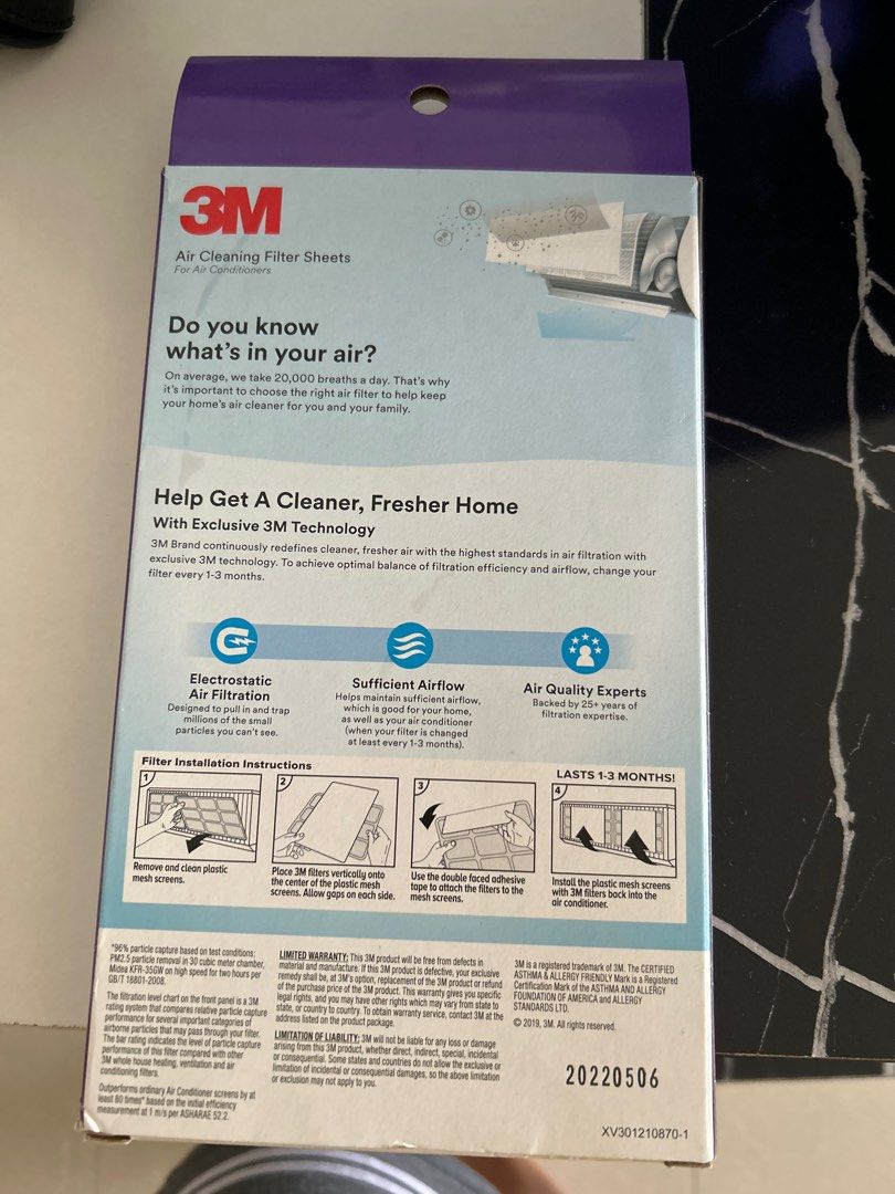 3M Air cleaning air con filter sheets, TV & Home Appliances, Air Conditioners & Heating on Carousell