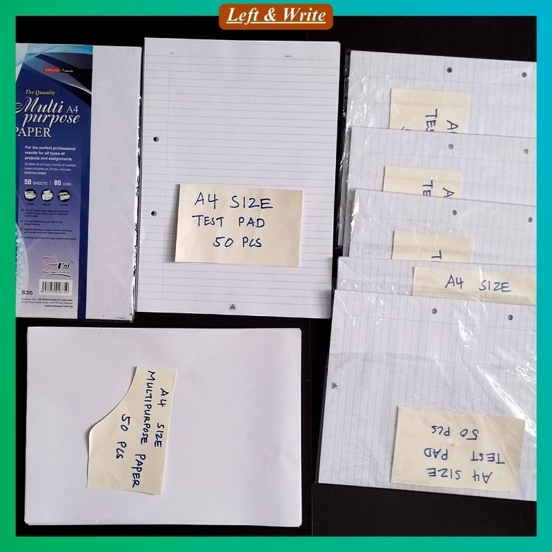 A4 Size Test Pad Paper & A4 Size Multipurpose Plain White Paper (50pcs ...