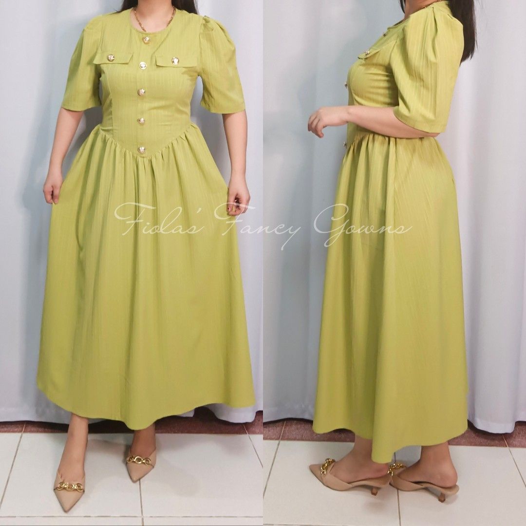 Avocado Puff Maxi Dress, Women's Fashion, Dresses & Sets, Dresses on ...