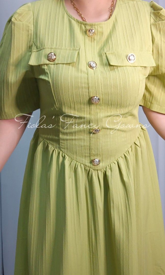 Avocado Puff Maxi Dress, Women's Fashion, Dresses & Sets, Dresses on ...