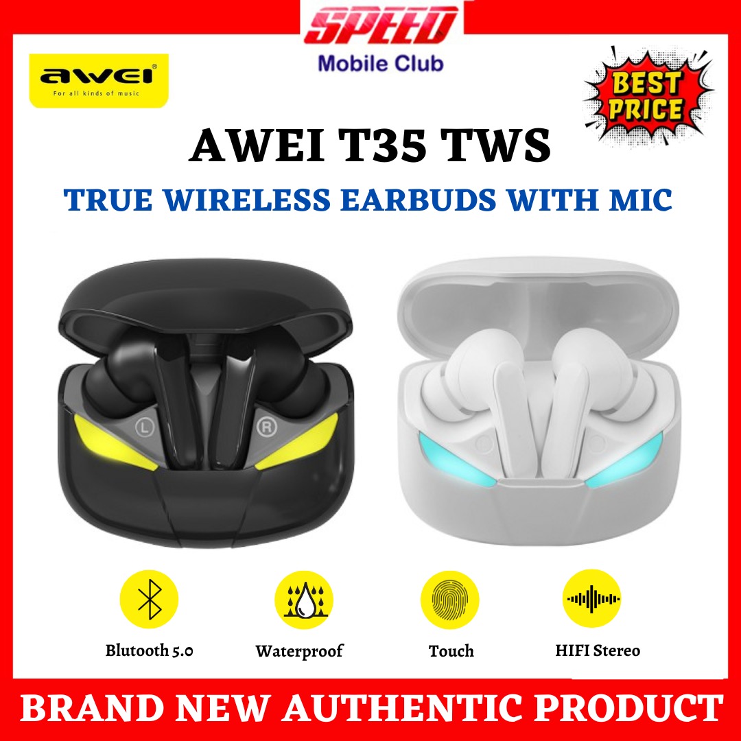 AWEI T35 Gaming Earbuds TWS Hands free Low Latency HiFi Deep Bass Sound ...