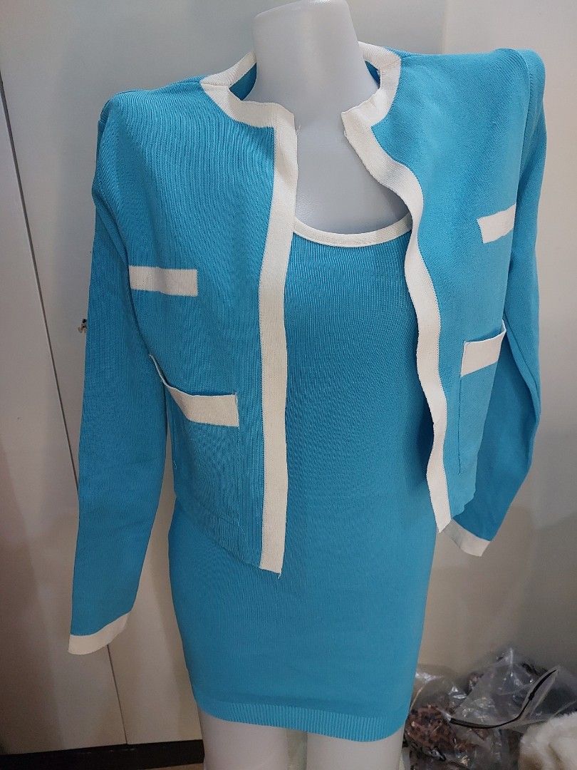 BKK knitted coordinates blazer, Women's Fashion, Dresses & Sets ...