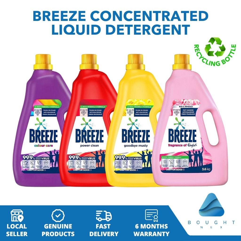 Breeze Detergent Liquid Fragrance of Comfort Power Clean Colour Care 3 ...