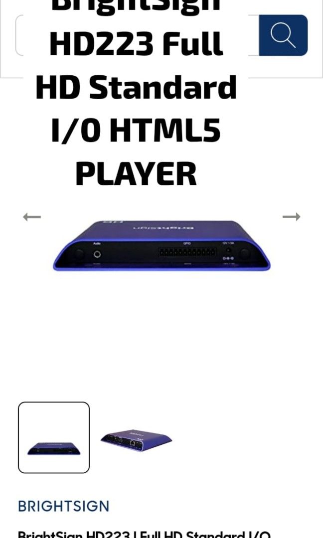 BrightSign HD223 Full HD HTML5 Player, TV & Home Appliances, TV ...