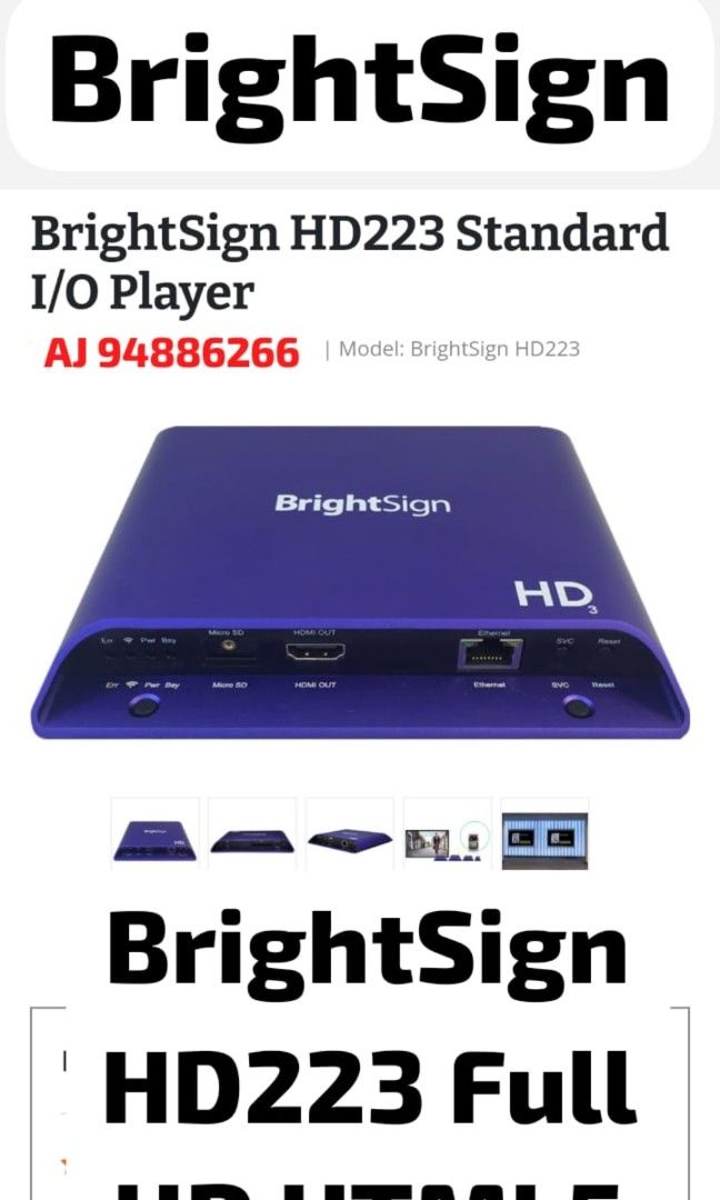 BrightSign HD223 Full HD HTML5 Player, TV & Home Appliances, TV ...