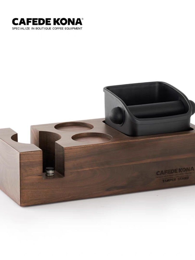 Cafede Kona walnut coffee espresso tamp station, TV & Home Appliances ...