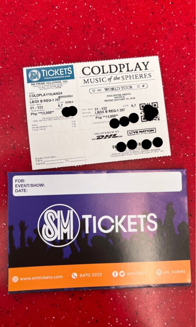 COLDPLAY PH ON JANUARY 19, 2024 - LBB REGULAR 1 SECTION 207, ROW 51 ...