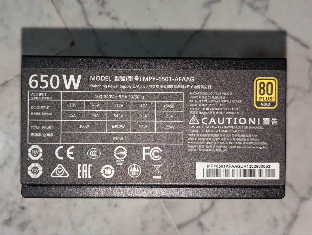 Cooler Master mpy-6501-afaag 650w fully modular computer power supply ...