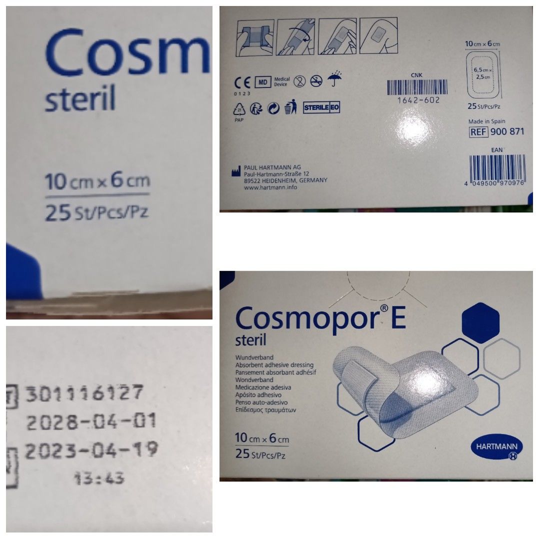 Cosmopor E Sterile 10cm x 6cm. 25 pieces per box. Individual Wrapped ...
