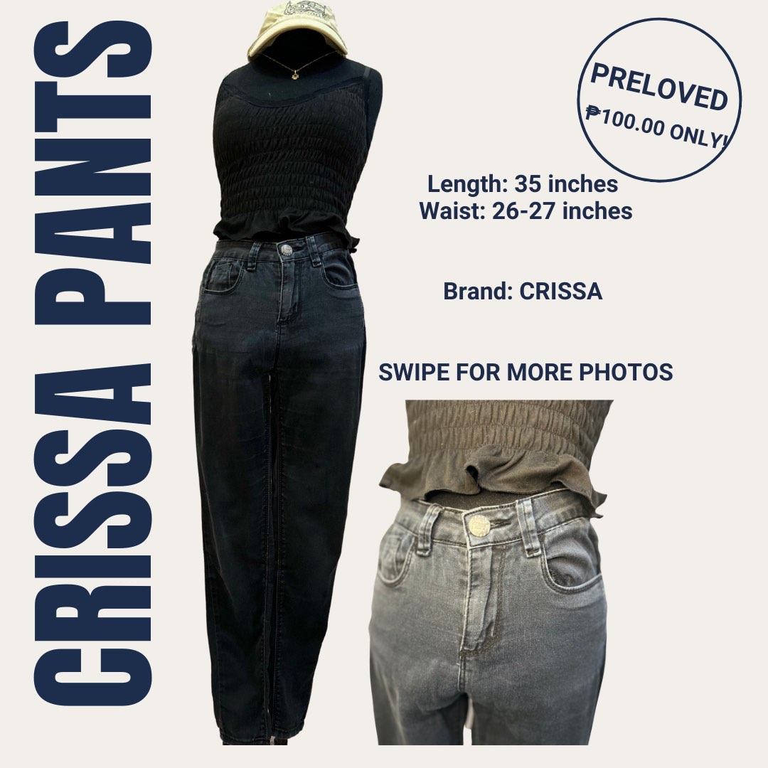 Crissa Black Pants, Women's Fashion, Bottoms, Jeans on Carousell