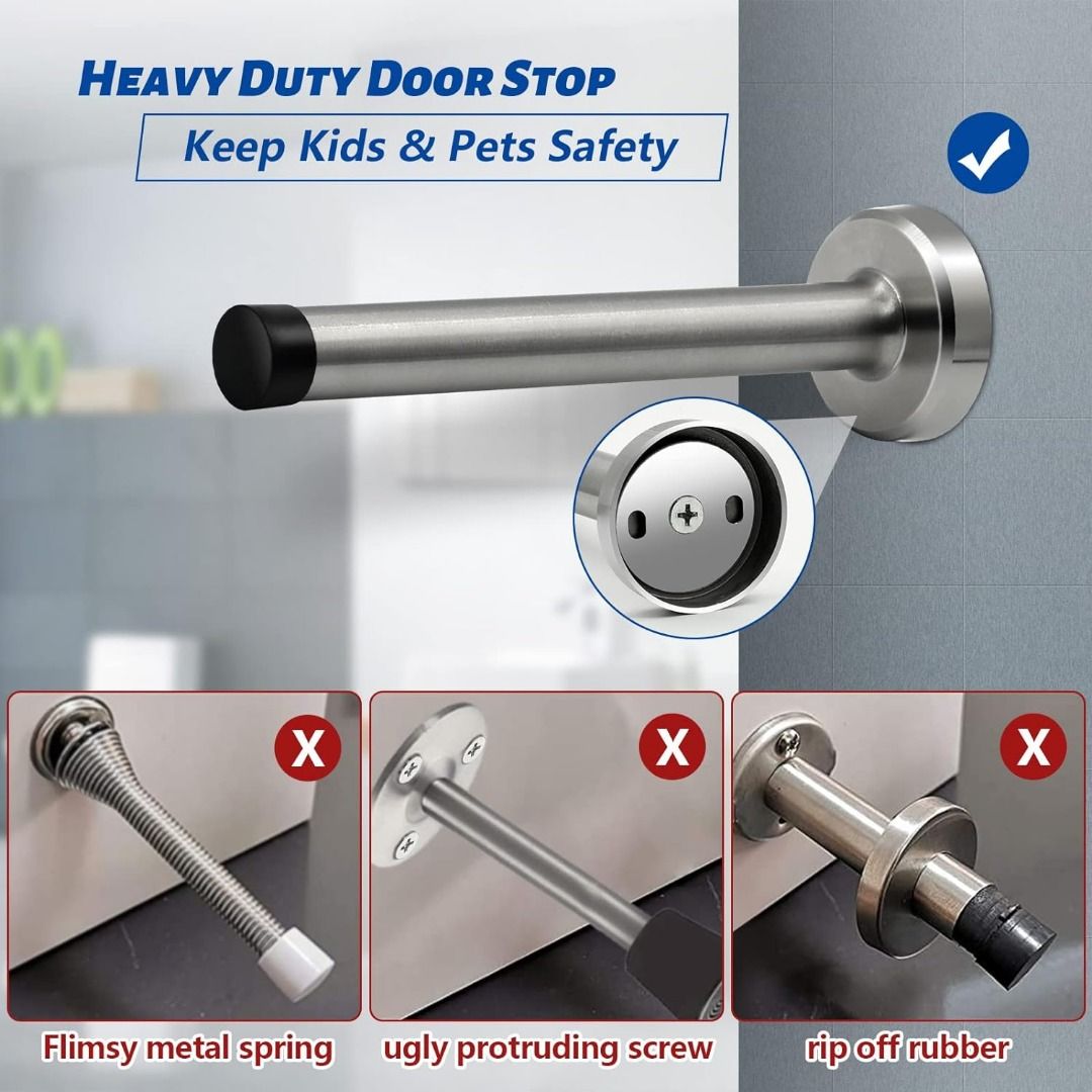 Door Stop, 6 Inch Door Stopper, Extra Long Door Stop Wall Mounted with ...