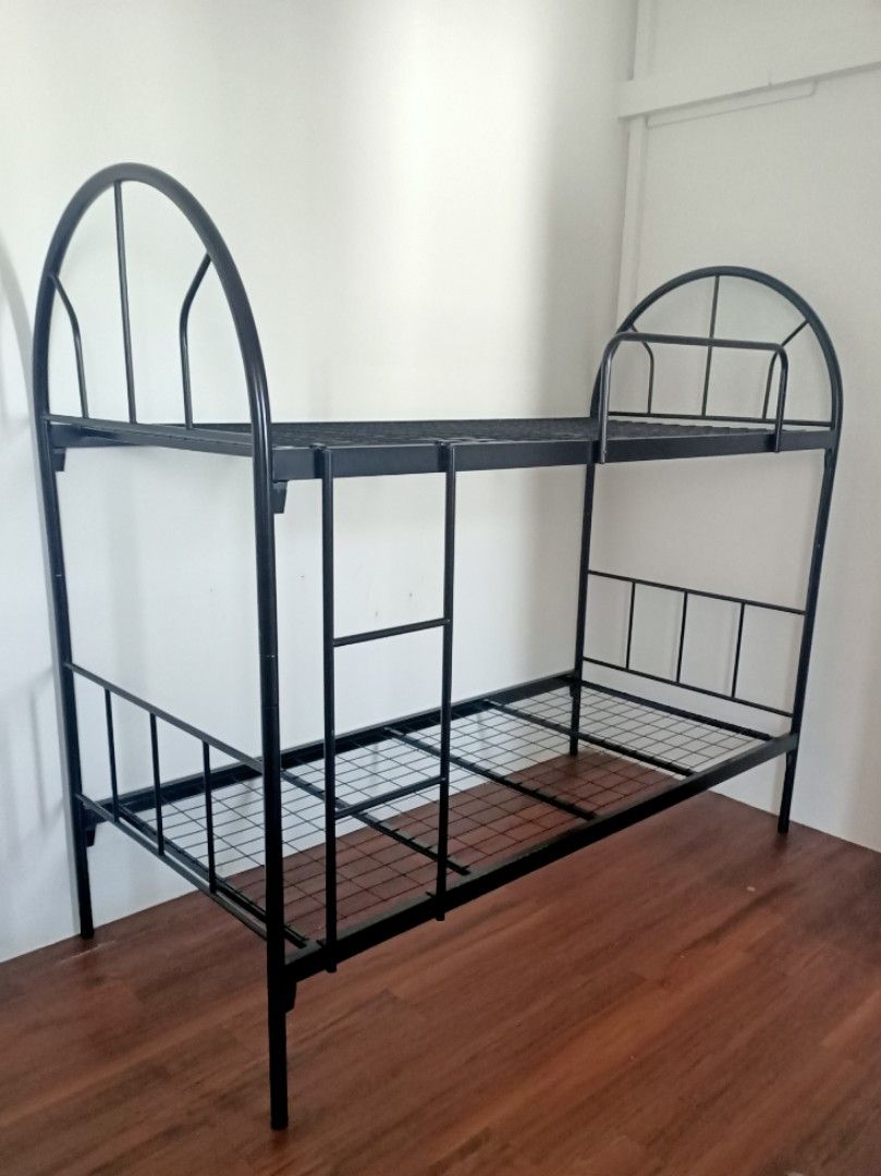 Double decker bed frame metal, Furniture & Home Living, Furniture, Bed ...