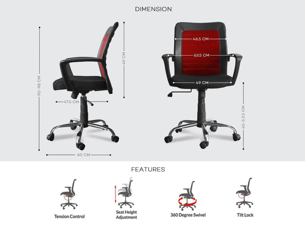 Ergodynamic EMC-169 Midback Mesh Chair pneumatic height adjustment, 360 ...
