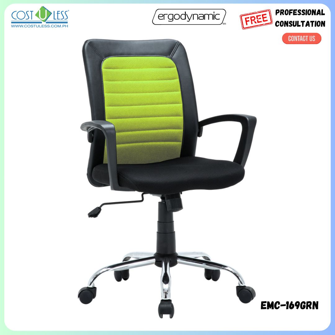Ergodynamic EMC-169 Midback Mesh Chair pneumatic height adjustment, 360 ...