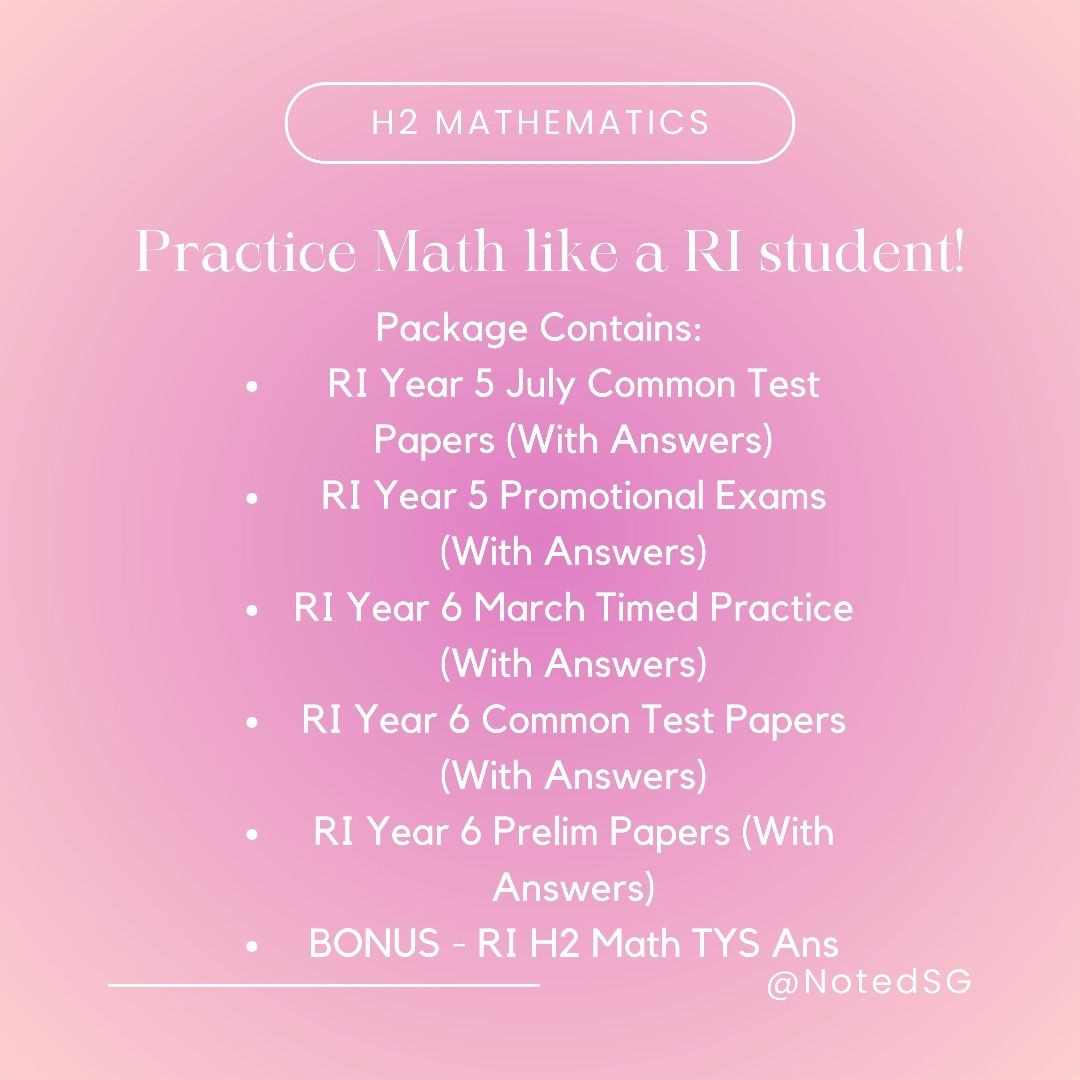 [Exam Papers] RI H2 Math Internal Exams Package, Hobbies & Toys, Books ...