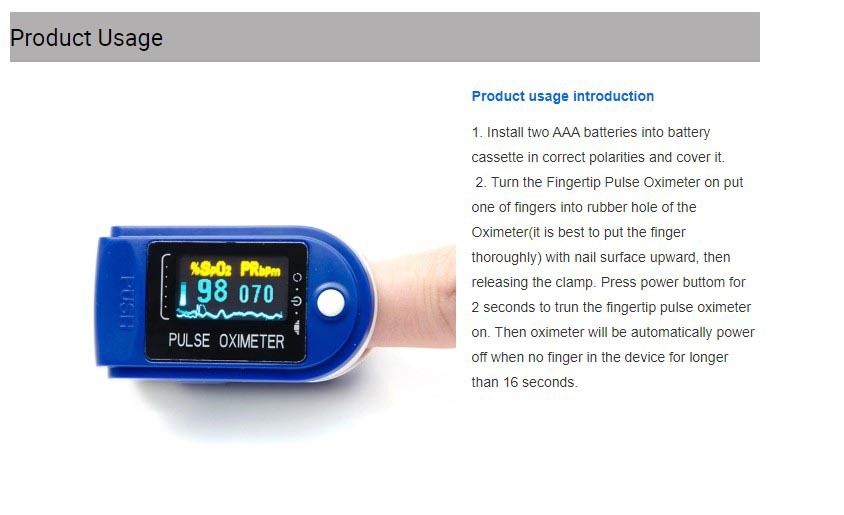 Finger Pulse Oximeter with Sp02 Plesmograph Waveform, Health ...