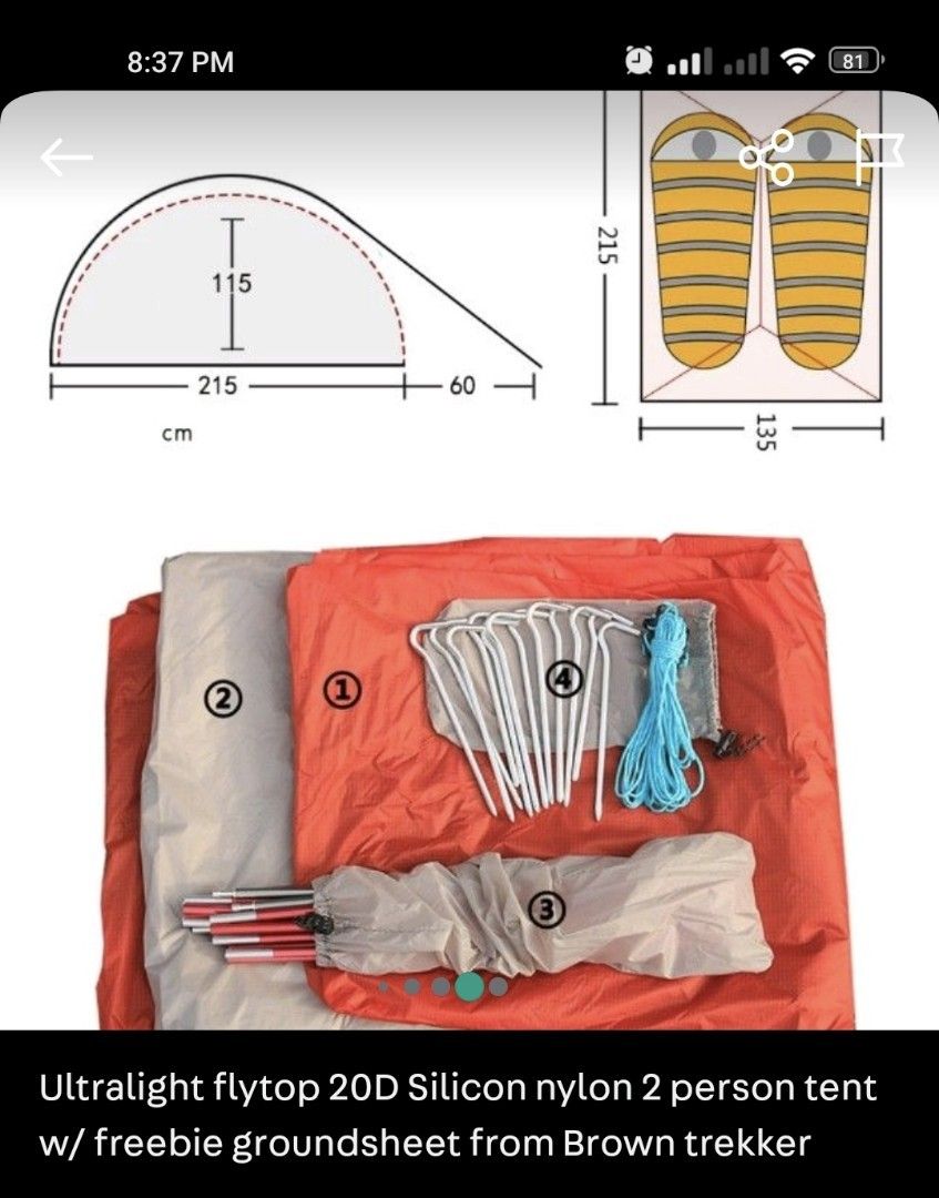 Flytop 2p tent, Sports Equipment, Hiking & Camping on Carousell