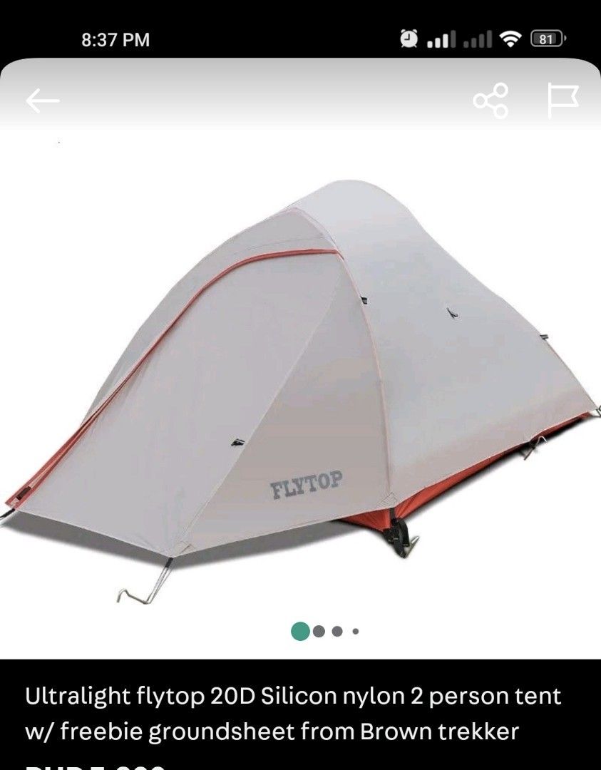 Flytop 2p tent, Sports Equipment, Hiking & Camping on Carousell
