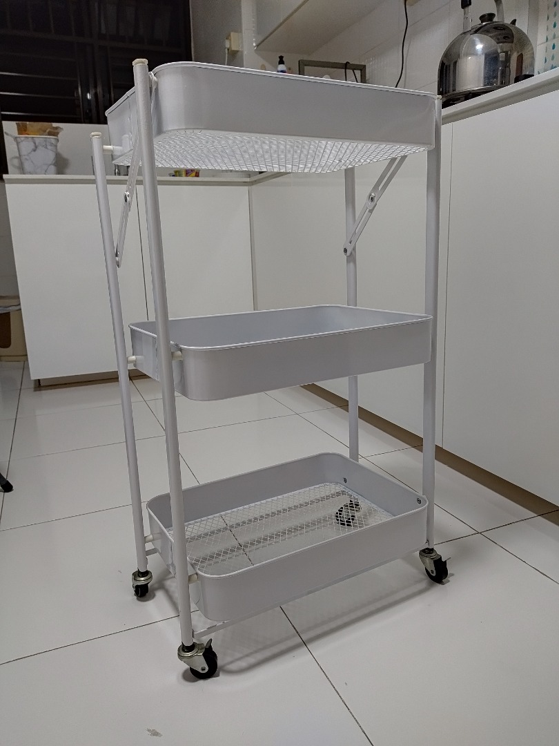 Foldable trolley rack - white colour, Furniture & Home Living ...