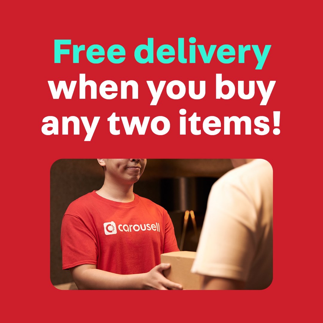Free delivery with minimum 2 item checkout, Announcements on Carousell