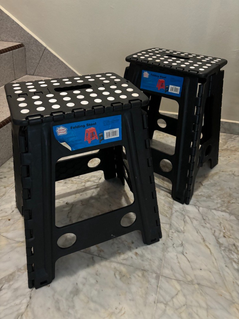 Home Proud Foldable High Stool Black, Furniture & Home Living ...