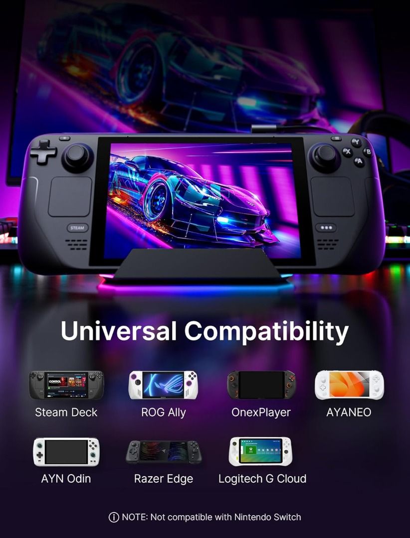JSAUX RGB Docking Station for Steam Deck & ROG Ally, 8-in-1 Steam Deck Dock with HDMI 2.0 4K ...