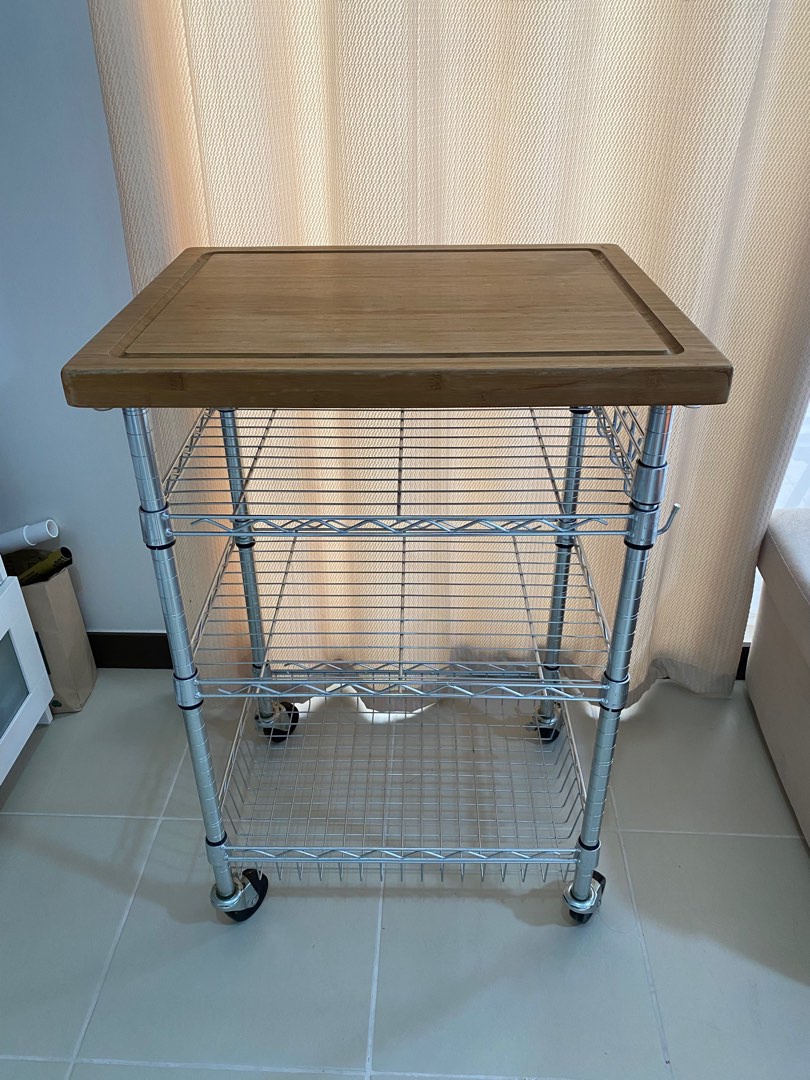 4-Tier Kitchen Rack with Wooden Top, Furniture & Home Living ...