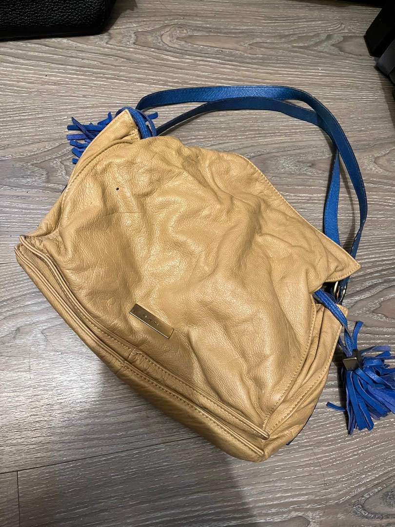 韓國le-junev pu皮人杏色斜/肩背包, 她的時尚, 包包、錢包, 肩背、側背包在旋轉拍賣