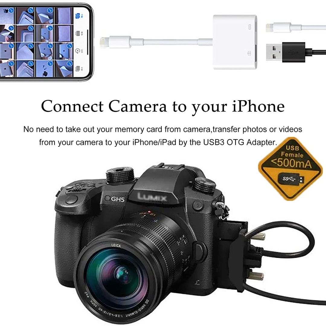 Lighting to USB Camera Adapter,Female USB3 OTG MFi Certified Charger ...