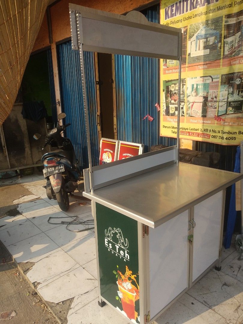 Meja Lipat Jualan Es Teh Booth Portable Minuman Makanan Dengan Pintu ...