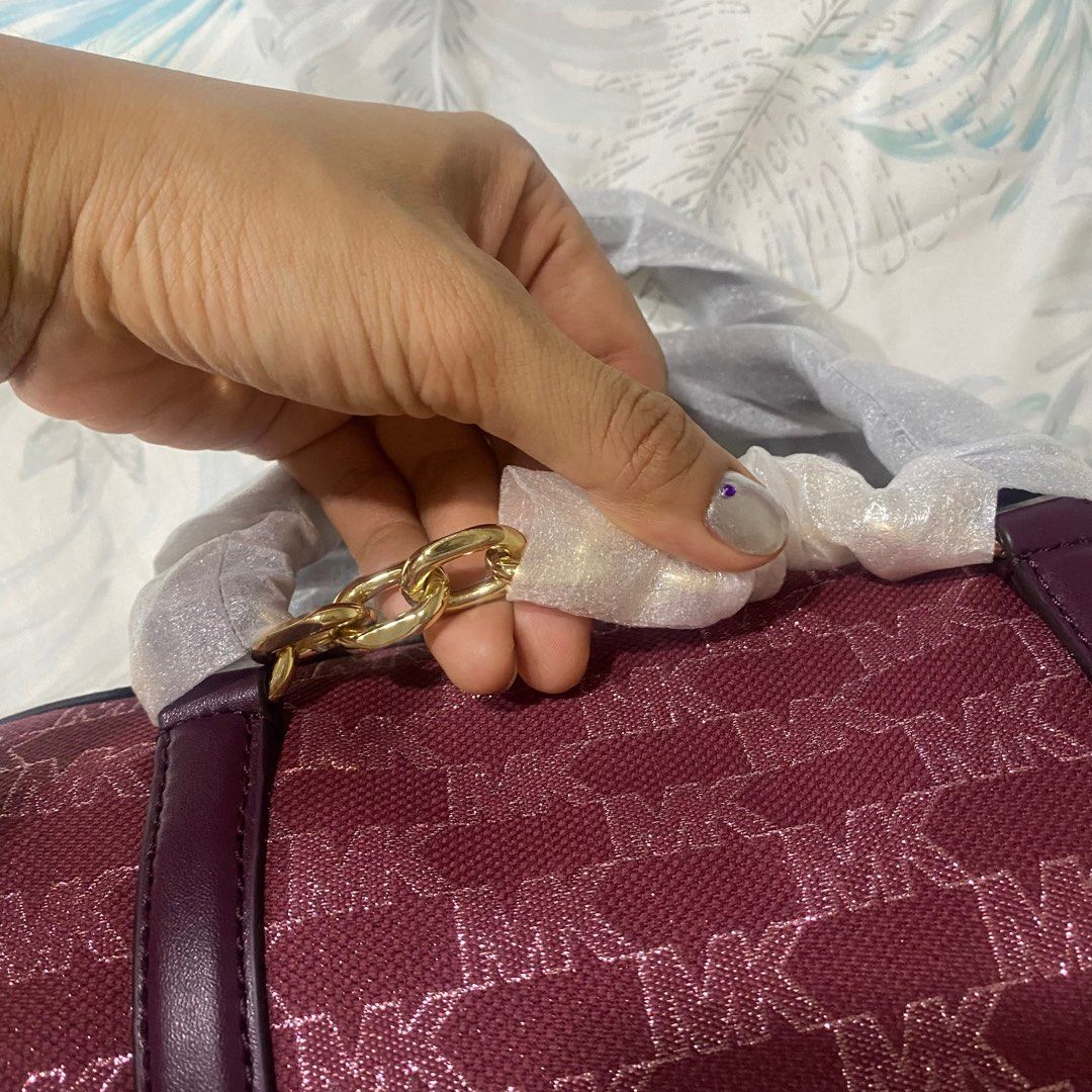 Michael Kors mk 勃地根紅 經典滿版老花 喜氣 長輩包, 名牌精品, 精品包與皮夾在旋轉拍賣