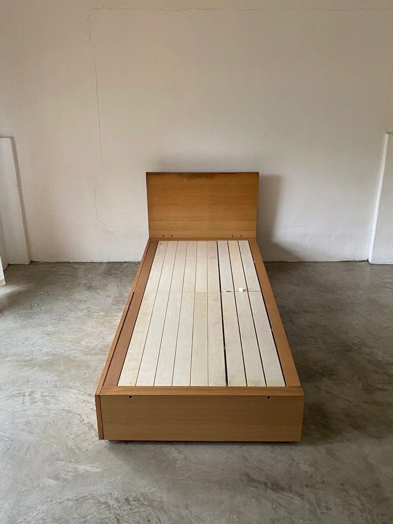 Muji Single Storage Bed, Furniture & Home Living, Furniture, Bed Frames ...