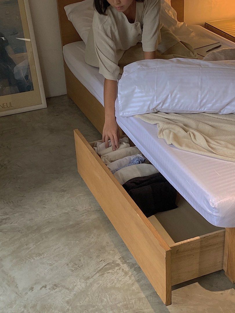 Muji Single Storage Bed, Furniture & Home Living, Furniture, Bed Frames ...